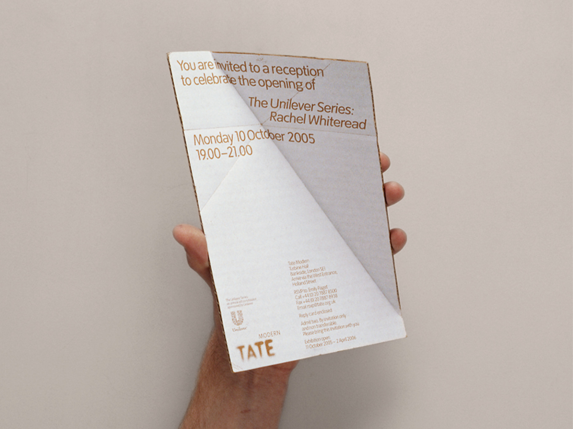 Tate Modern – Rachel Whiteread: Embankment invitation – Cartlidge Levene